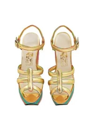FERRAGAMO Rainbow Platform Wedge Sandals