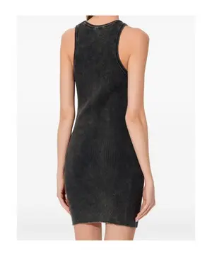 DIESEL® Ribbed Logo Plaque Mini Dress - Black