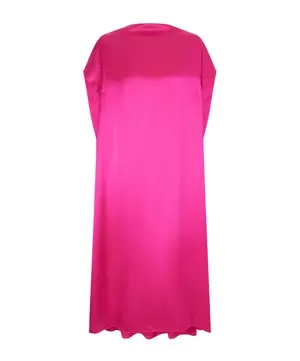 Dries Van Noten Silk Satin High Neck Midi Dress - Fuchsia