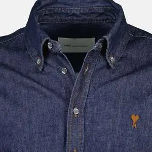 AMI Paris Denim De Coeur Shirt - Indigo