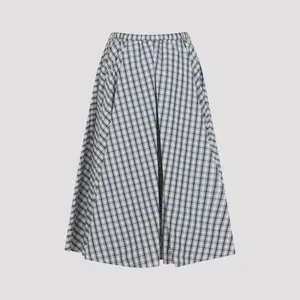 Prada Checked Midi Skirt