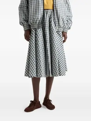 Prada Checked Midi Skirt - Gray