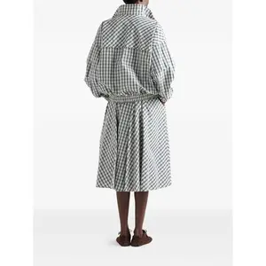 Prada Checked Midi Skirt - Gray