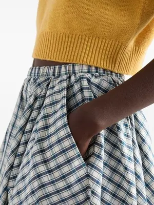 Prada Checked Midi Skirt - Gray