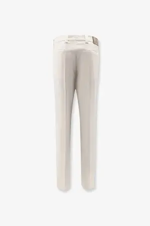 Brunello Cucinelli Tailored Trousers With Logo Patch - White