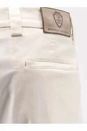 Brunello Cucinelli Tailored Trousers With Logo Patch - White