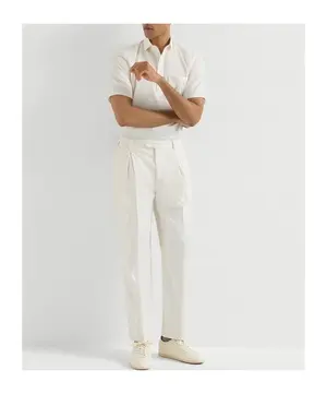 Brunello Cucinelli Tailored Trousers With Logo Patch - White