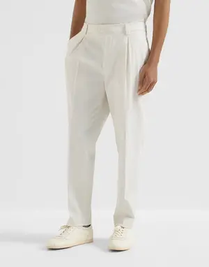 Brunello Cucinelli Tailored Trousers With Logo Patch - White