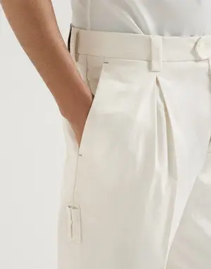 Brunello Cucinelli Tailored Trousers With Logo Patch - White