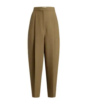 Khaite High-waisted Pleated Ankle-length Trousers - Brown