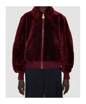 JOSEPH Alpes Shearling Bomber Jacket - Cherry