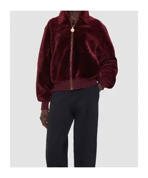 JOSEPH Alpes Shearling Bomber Jacket - Cherry