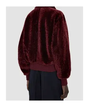 JOSEPH Alpes Shearling Bomber Jacket - Cherry