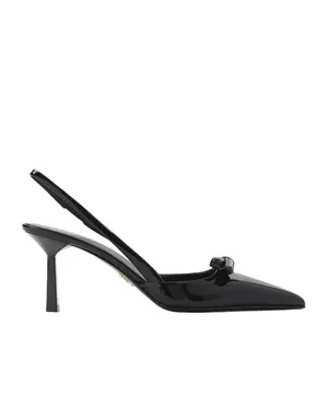Prada Pointed-toe Slingback Pumps With Bow Detailing