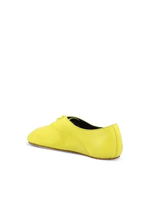 Celine Ballet Lace-up Shoe In Lambskin - Yellow