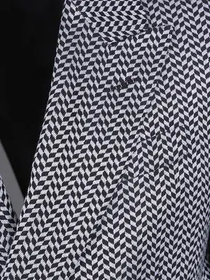 TOM FORD Geometric Jacquard Double Breasted Blazer - Gray