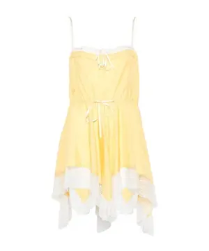 Saint Laurent Lace Detailed Drawstring Sleeveless Dress - Yellow