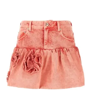 GANNI Logo-patch Denim Mini Skirt