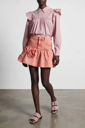 GANNI Logo-patch Denim Mini Skirt