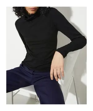 MAXCO. Max&co. High Neck Long Sleeve Ribbed Knit Top