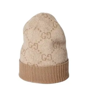 Gucci Logo Intarsia Knit Beanie - White And Beige