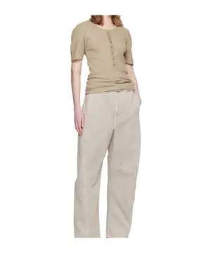 LEMAIRE Buttoned Short Sleeve Top - Beige