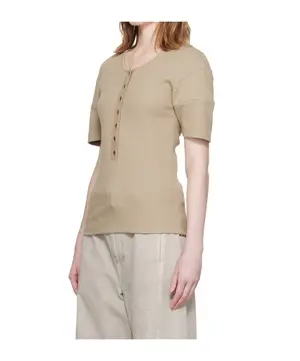 LEMAIRE Buttoned Short Sleeve Top - Beige