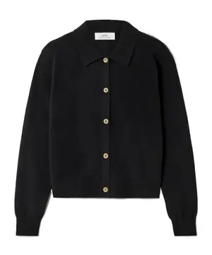Arch4 Long-sleeved Collared Cardigan - Black