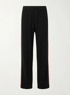 Gucci Knit Wool Silk Leisure Pants With Web - Black