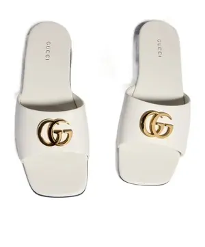 Gucci Logo Slide Sandals - White