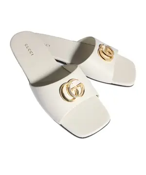 Gucci Logo Slide Sandals - White