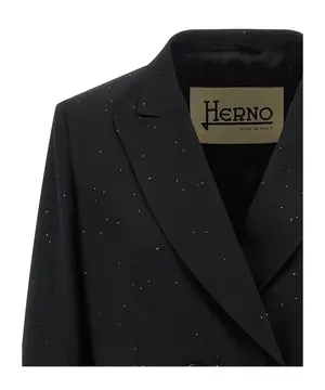 Herno Micro Sequin Double-breasted Blazer - Black