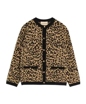 VALENTINO Valentino Long Sleeve Animal Print Cardigan