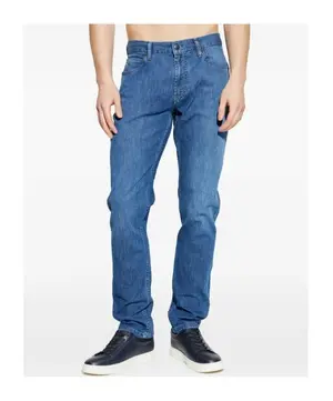 Emporio Armani Logo Plaque Tapered Jeans