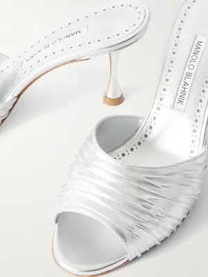 Manolo Blahnik Pirua High Heel Sandals - Silver