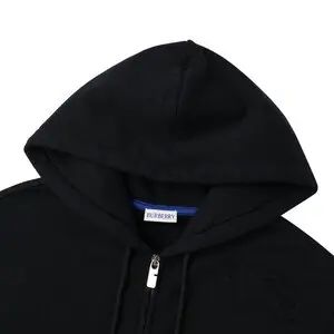 Burberry Embroidered Logo Zip Hoodie - Black