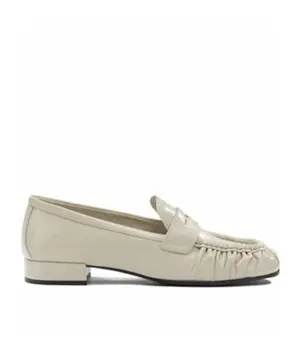 Prada Leather Loafers With Pleated Detailing - Ivory