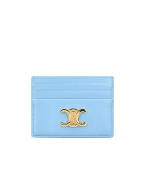 Celine Card Holder Triomphe In Shiny Calfskin - Blue