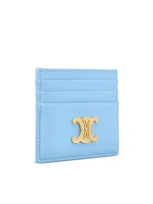 Celine Card Holder Triomphe In Shiny Calfskin - Blue