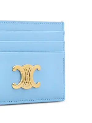 Celine Card Holder Triomphe In Shiny Calfskin - Blue