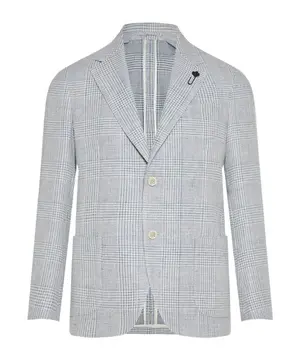 LARDINI Single-breasted Checked Jacket