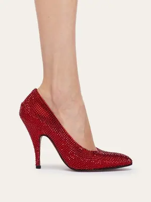 FERRAGAMO Embellished Satin Pumps