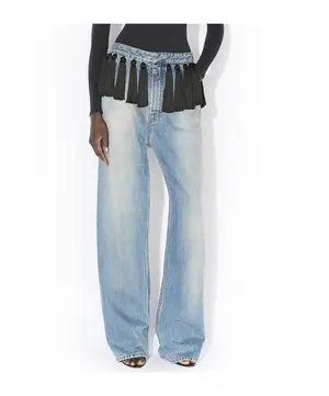 Alaïa Tasseled Wide-leg Jeans