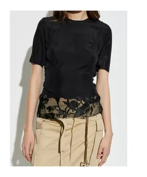 Alexander McQueen Asymmetrical Peplum T-shirt - Black