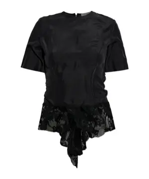 Alexander McQueen Alexander McQueen Asymmetrical Peplum T-Shirt Black