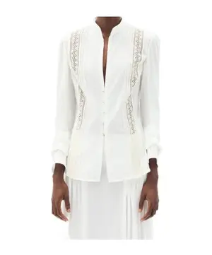 ANN DEMEULEMEESTER Open Front Shirt With Lace Detail - No