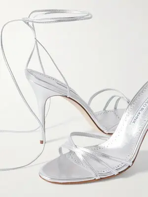 Manolo Blahnik Round Toe High Heel Sandals - White