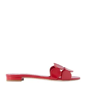 MANOLO BLAHNIK Manolo Blahnik Round Toe Graphic Cut-Out Strap Sliders