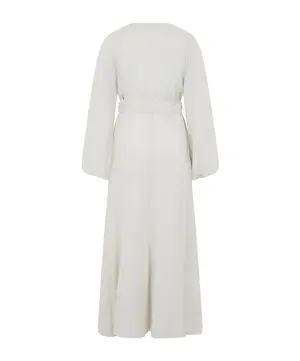 Veronica Beard V-neck Bishop Sleeve Belted Maxi Dress