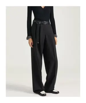 Givenchy Double Pleated Wide Leg Trousers - Black